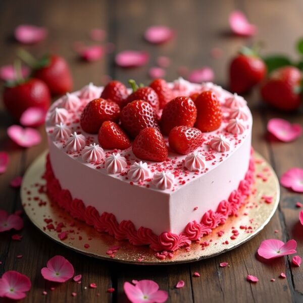 Fresh Cream Strawberry | Heart Cake – Bright Cake | Eggless Cakes for ...